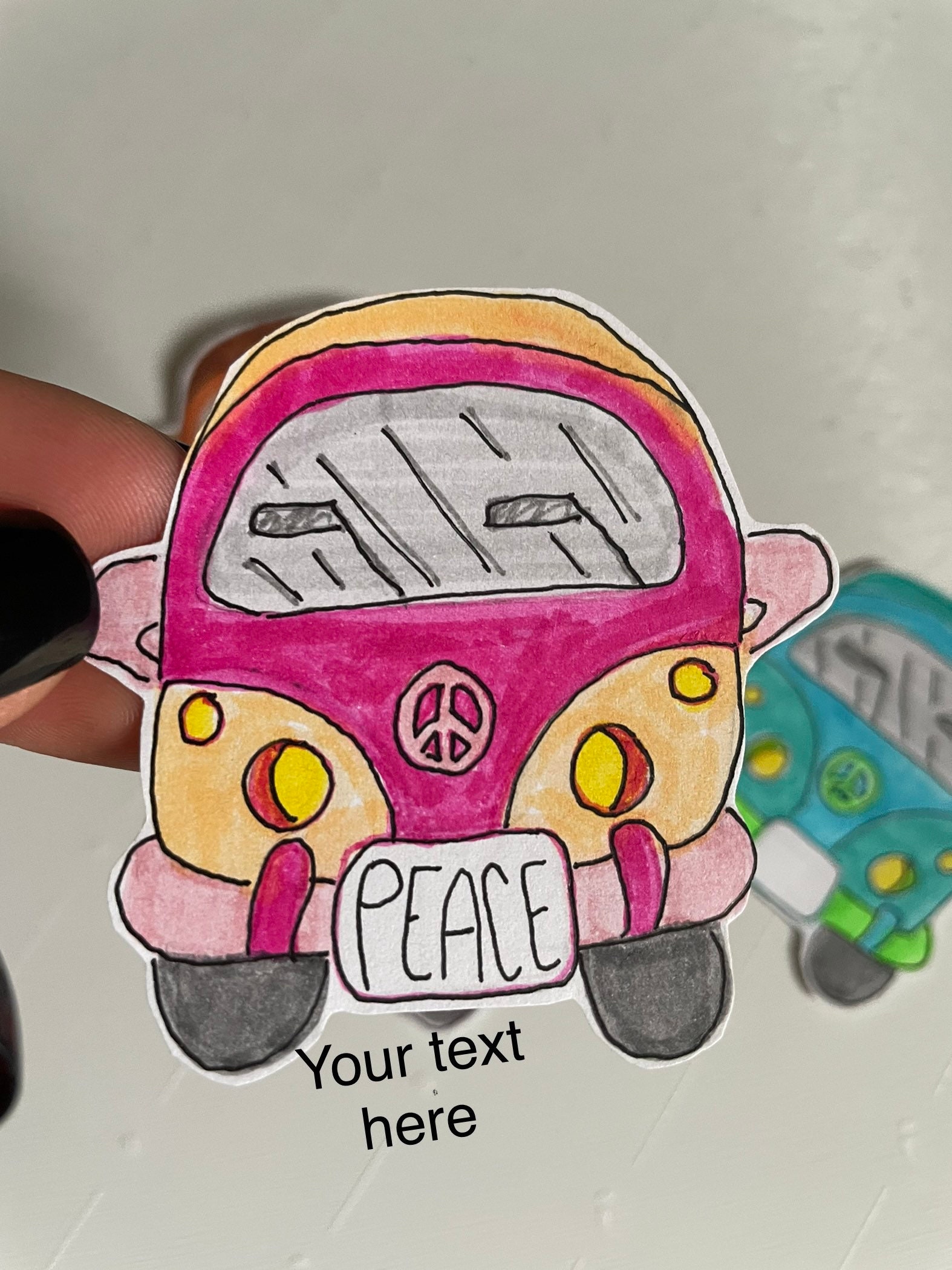 Groovy Van Sticker / Custom Text / Hand Drawn and Colored | Etsy