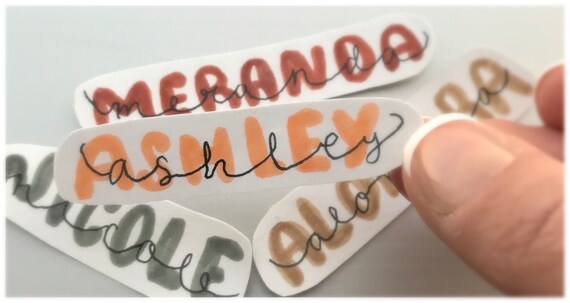 Custom Made Mini Name Sticker / Hand Drawn Cursive Writing - Etsy