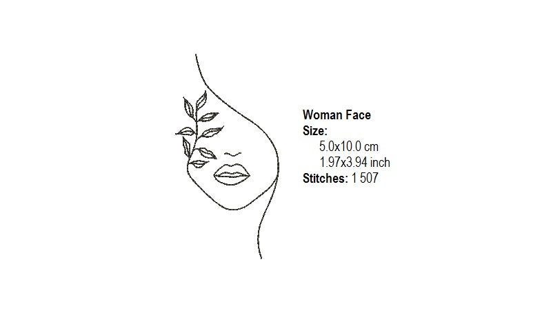 One Line Drawing Machine Embroidery Designs Woman Face - Etsy