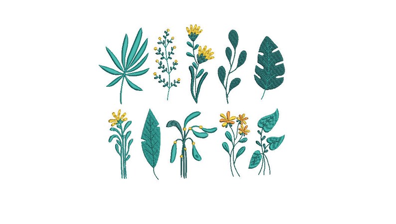 Machine Embroidery Designs Tropical Flowers With Leaves - Etsy