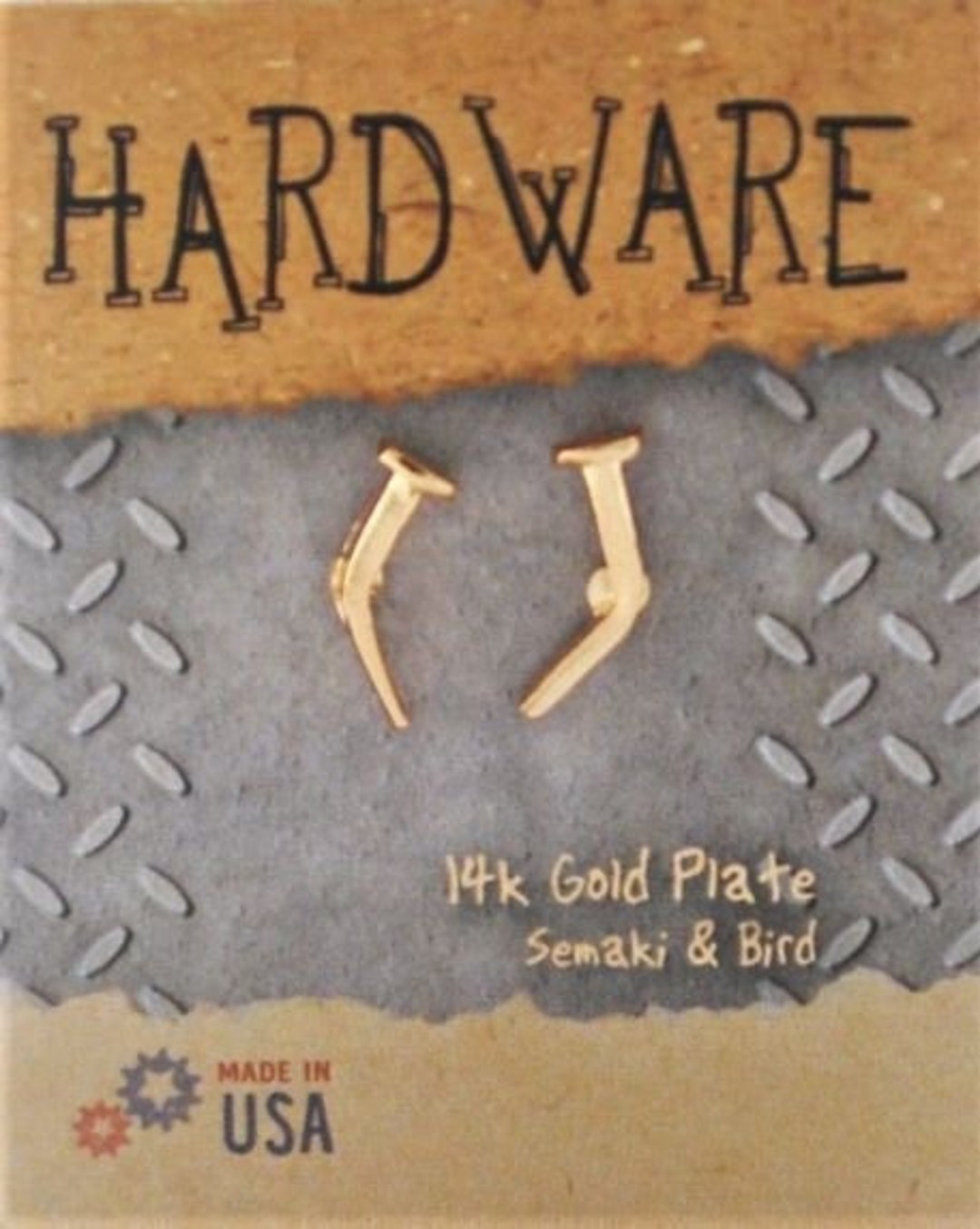 Bent Nail Hardware Stud Earrings Gold - Etsy