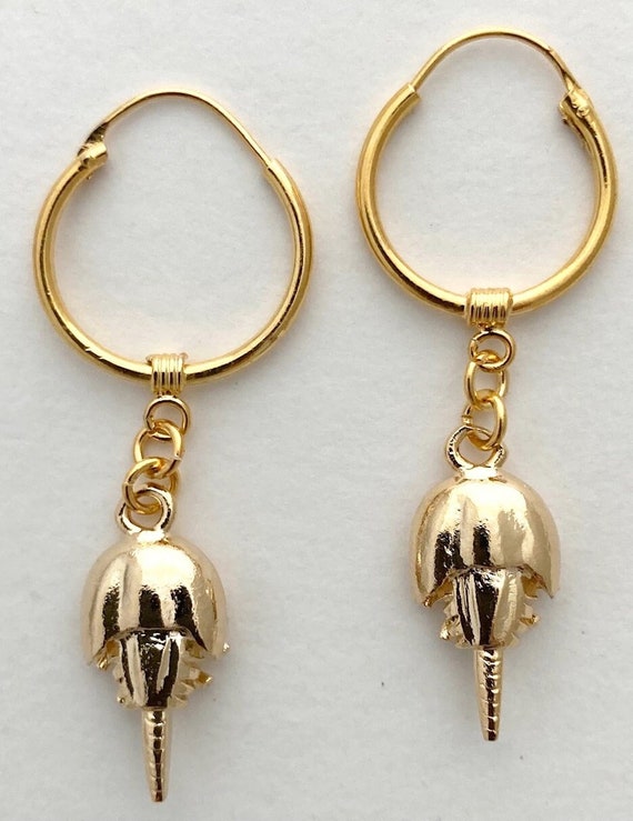 Horseshoe Crab Hoops 14k Gold Over Sterling Silver Hoop 14k | Etsy