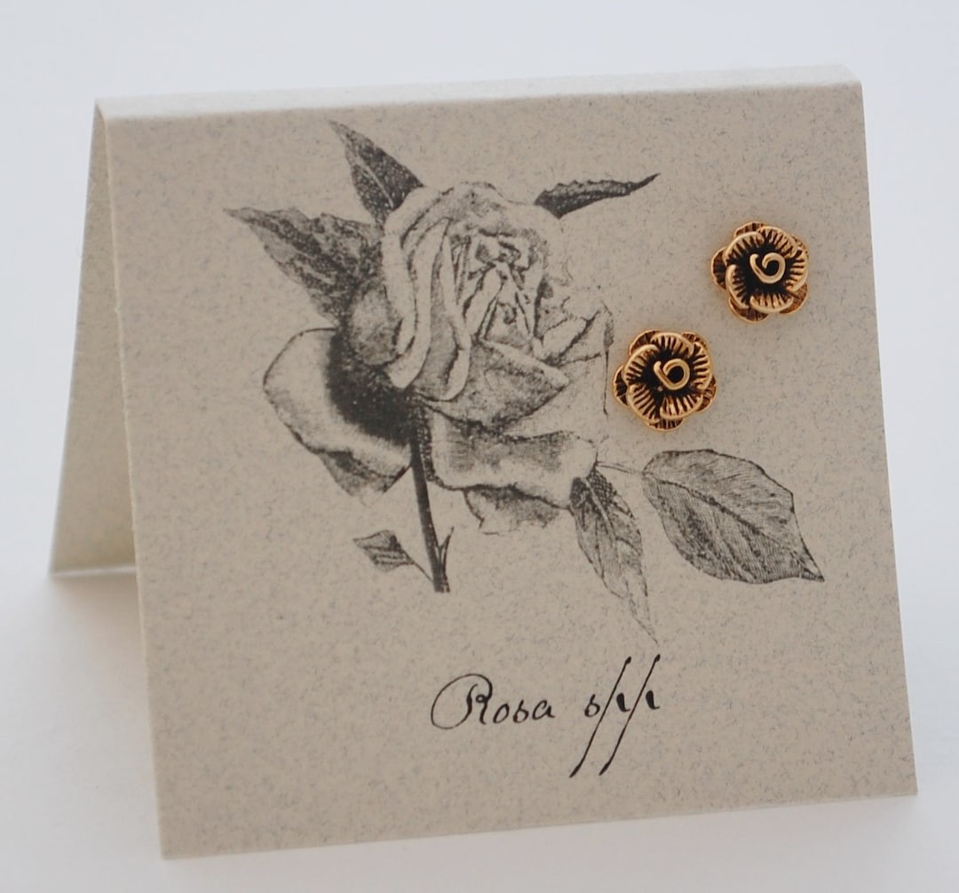 Rose Studs - 14k Gold Over Sterling Silver - Etsy