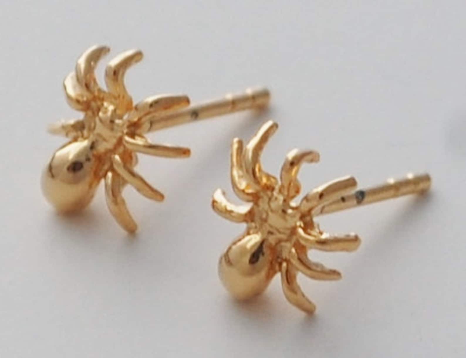 Spider Stud Earrings - 14k Gold Over Sterling Silver - Etsy