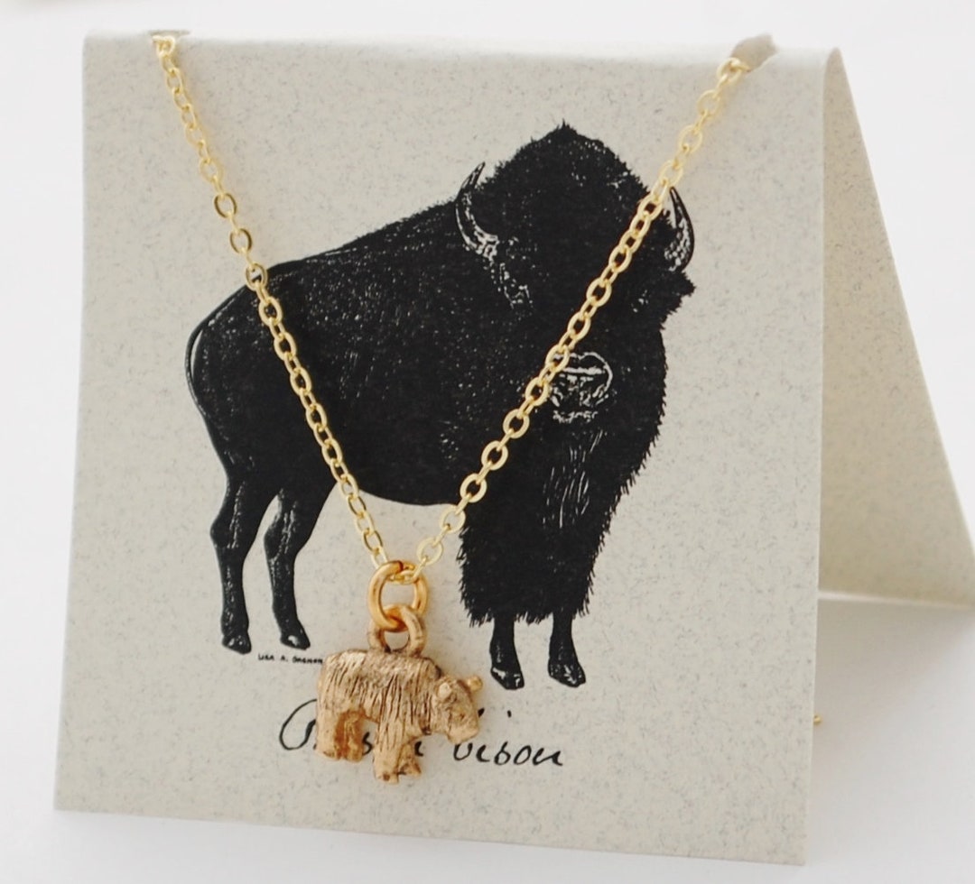 Buffalo Bison Necklace - 14k Gold Plate - Etsy