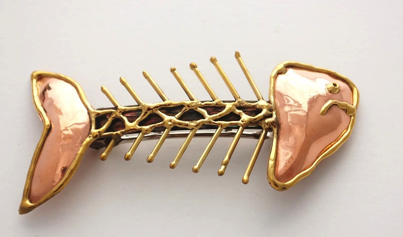 Vintage Fish Skeleton Fish Bones Barrette - Multi Metals - Etsy