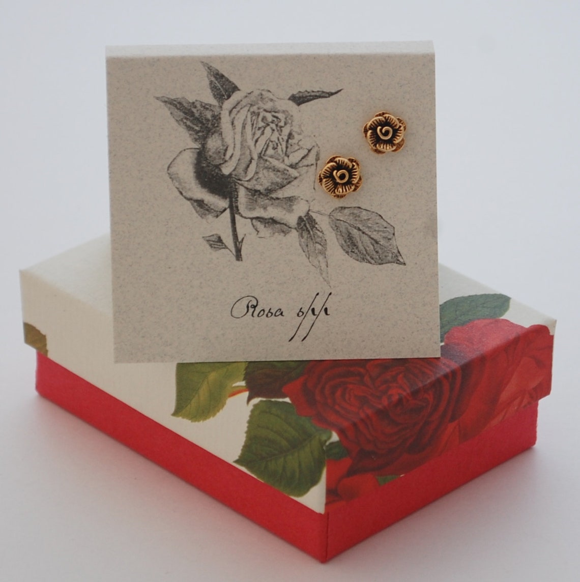 Rose Studs 14k Gold Over Sterling Silver | Etsy