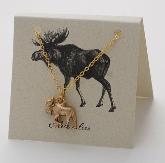 Moose Necklace 14k Gold Plate | Etsy