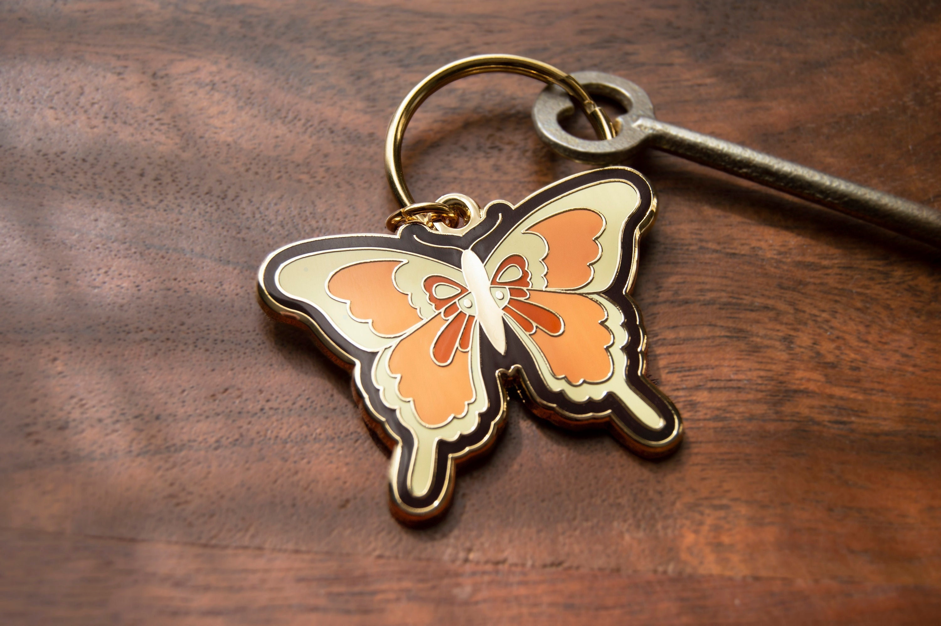 Retro Butterfly Keychain 70s Inspired Gold Plated Hard - Etsy
