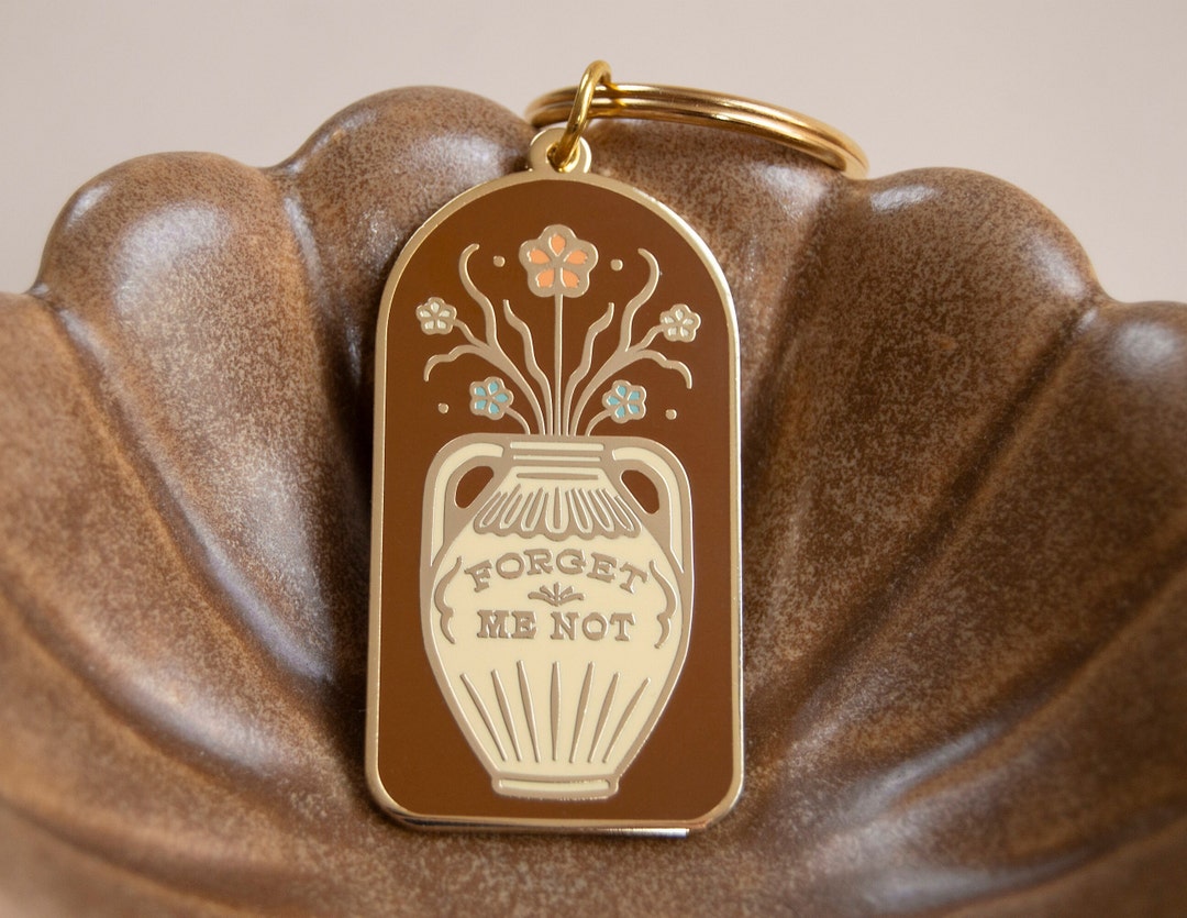 Forget Me Not Keychain in Retro Brown ⋆ Gold Plated Hard Enamel ...