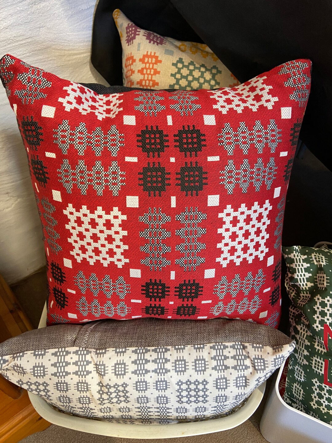 Welsh Blanket Tapestry - Stunning Red Cushion - 18” - Etsy UK