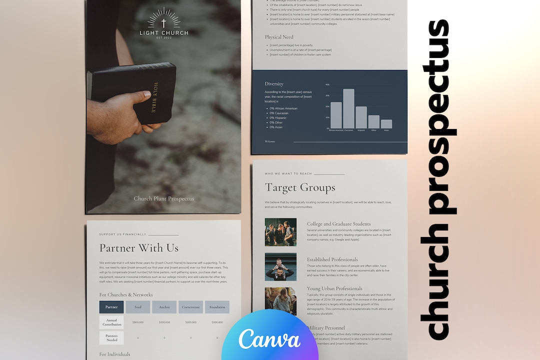 24 Page Church Planting Prospectus Template | Fundraising Proposal ...