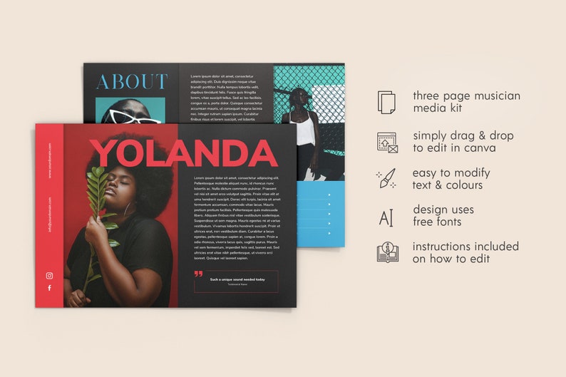 3-page Band Press Kit Media Kit Template for Musicians - Etsy