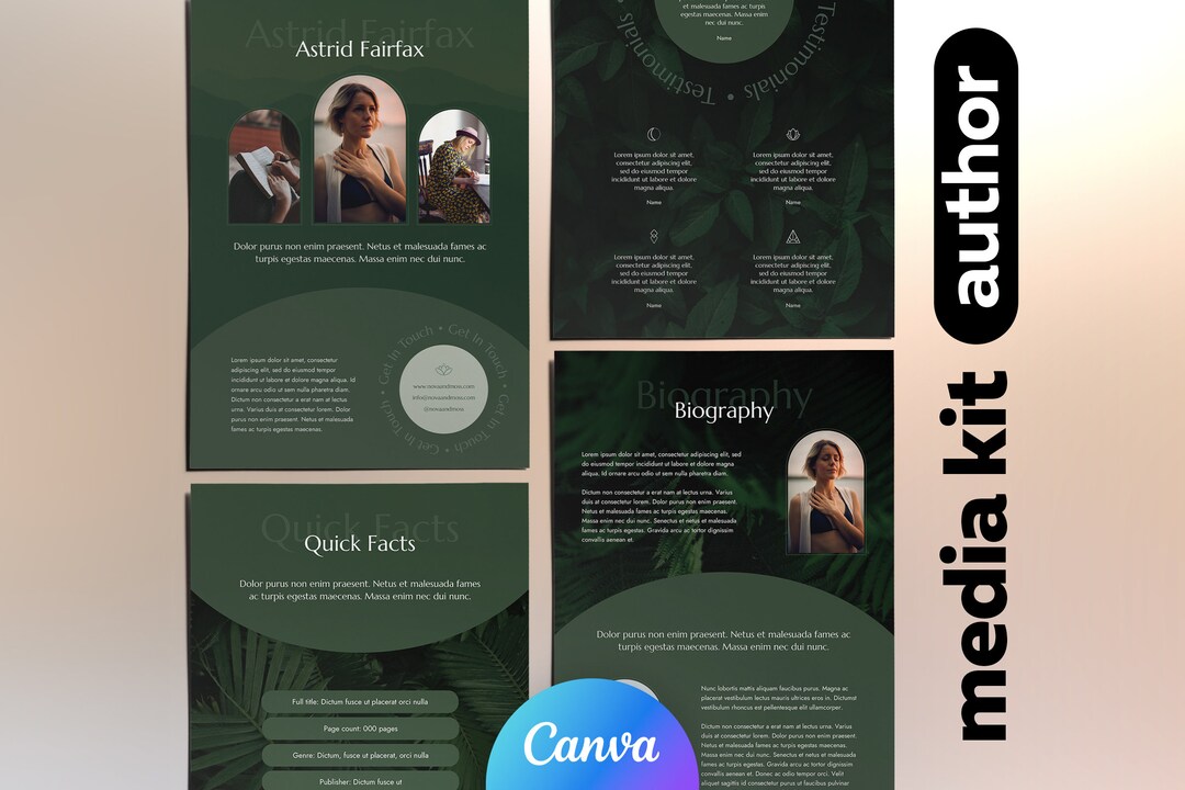 8 Page Author Media Kit Template | Book Release Publicity Press Kit ...