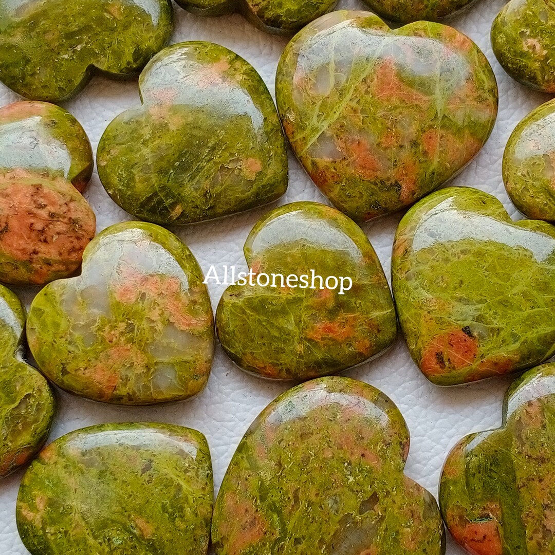 Unakite Heart, Natural Unakite, Unakite, Loose Unakite, Heart Shape ...