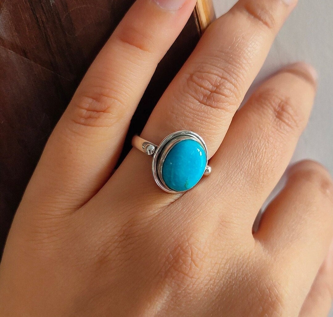 Turquoise Ring for Women, Native Americans Jewelry Ring, Oval Arizona ...
