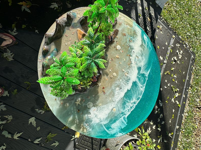 Resin 3-D Tropical Beach Island Scene Table - Etsy