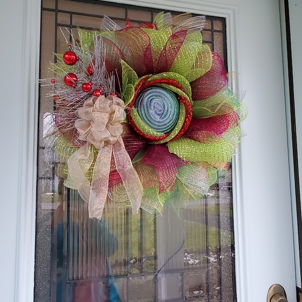 Spring Deco Mesh Wreath - Etsy