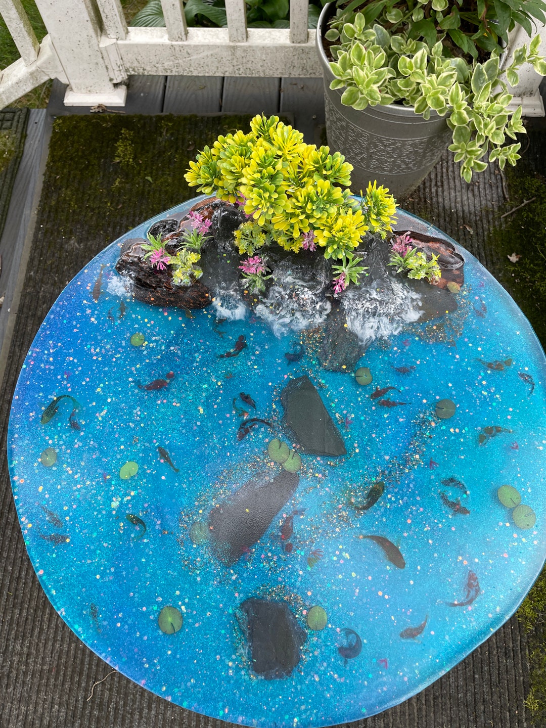 Resin 3-D Tree Waterfall Koi Pond Table - Etsy