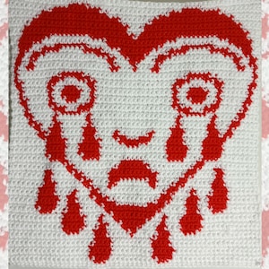 Crying Heart American Traditional Tattoo Style Crochet Tapestry Pattern ...