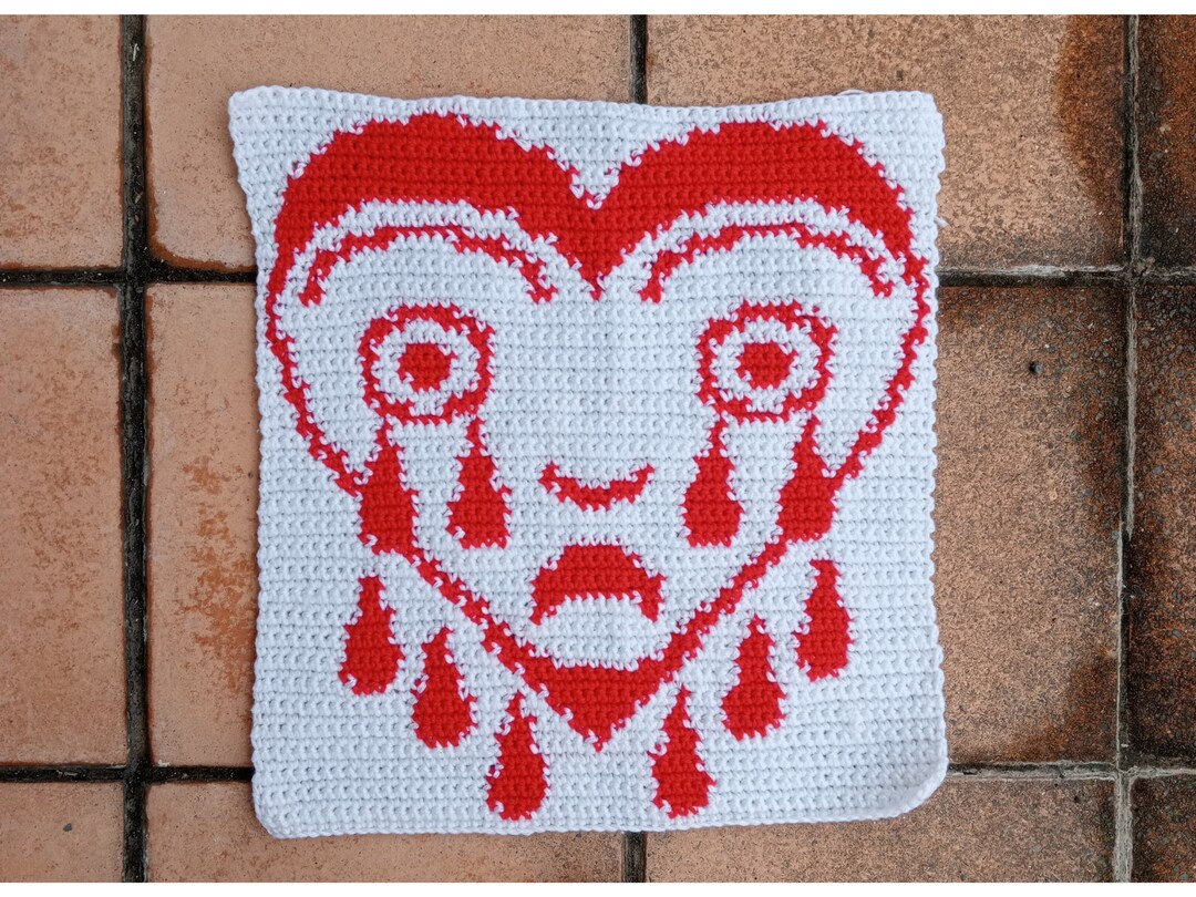 Crying Heart American Traditional Tattoo Style Crochet Tapestry Pattern ...