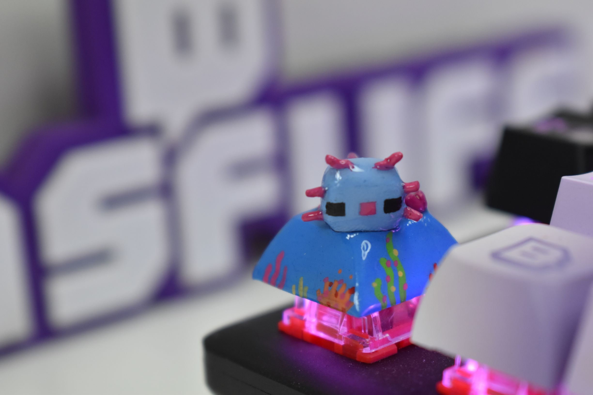 Axolotl Keycap (minecraft Inspired) - Light Blue Axolotl - Etsy