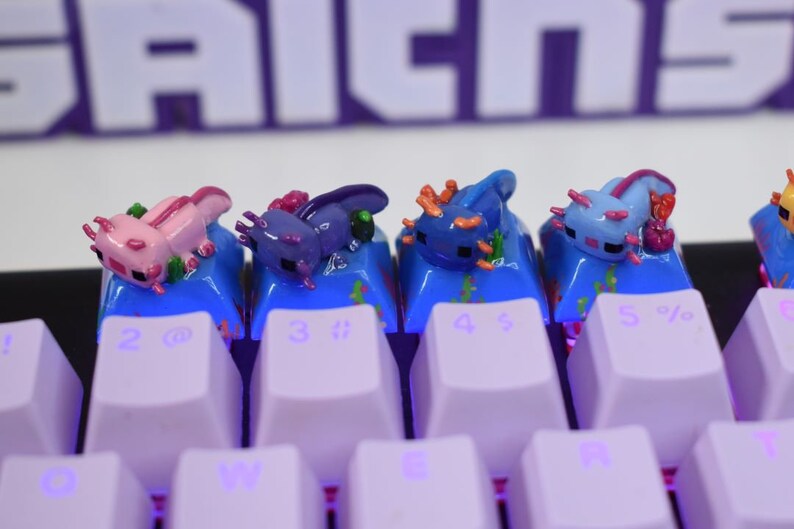 Axolotl Keycap (minecraft Inspired) - Light Blue Axolotl - Etsy