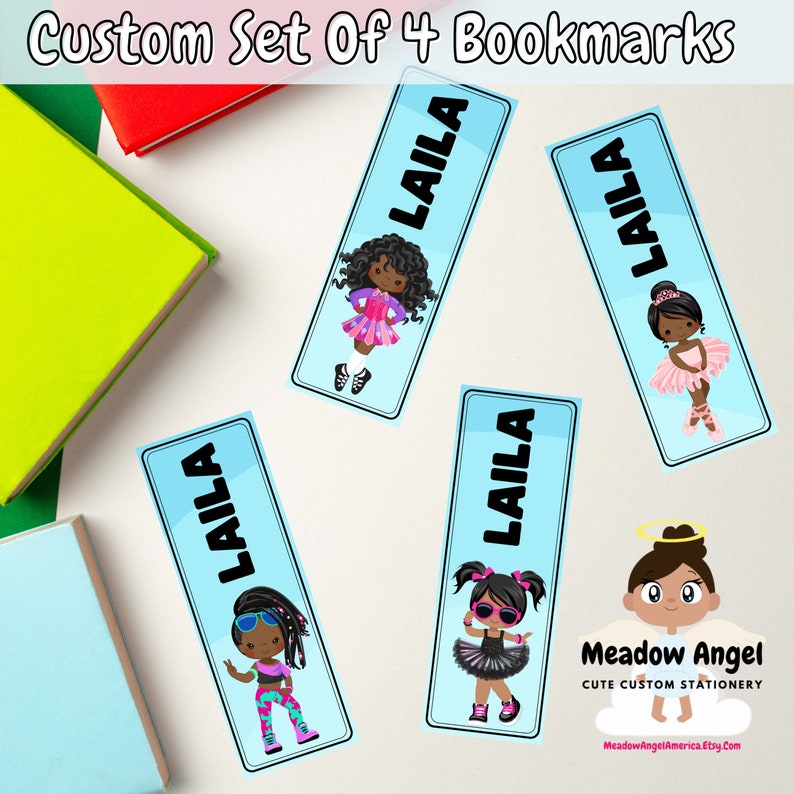 Set of Four 4 Custom Personalized Bookmarks Light and Dark - Etsy New ...
