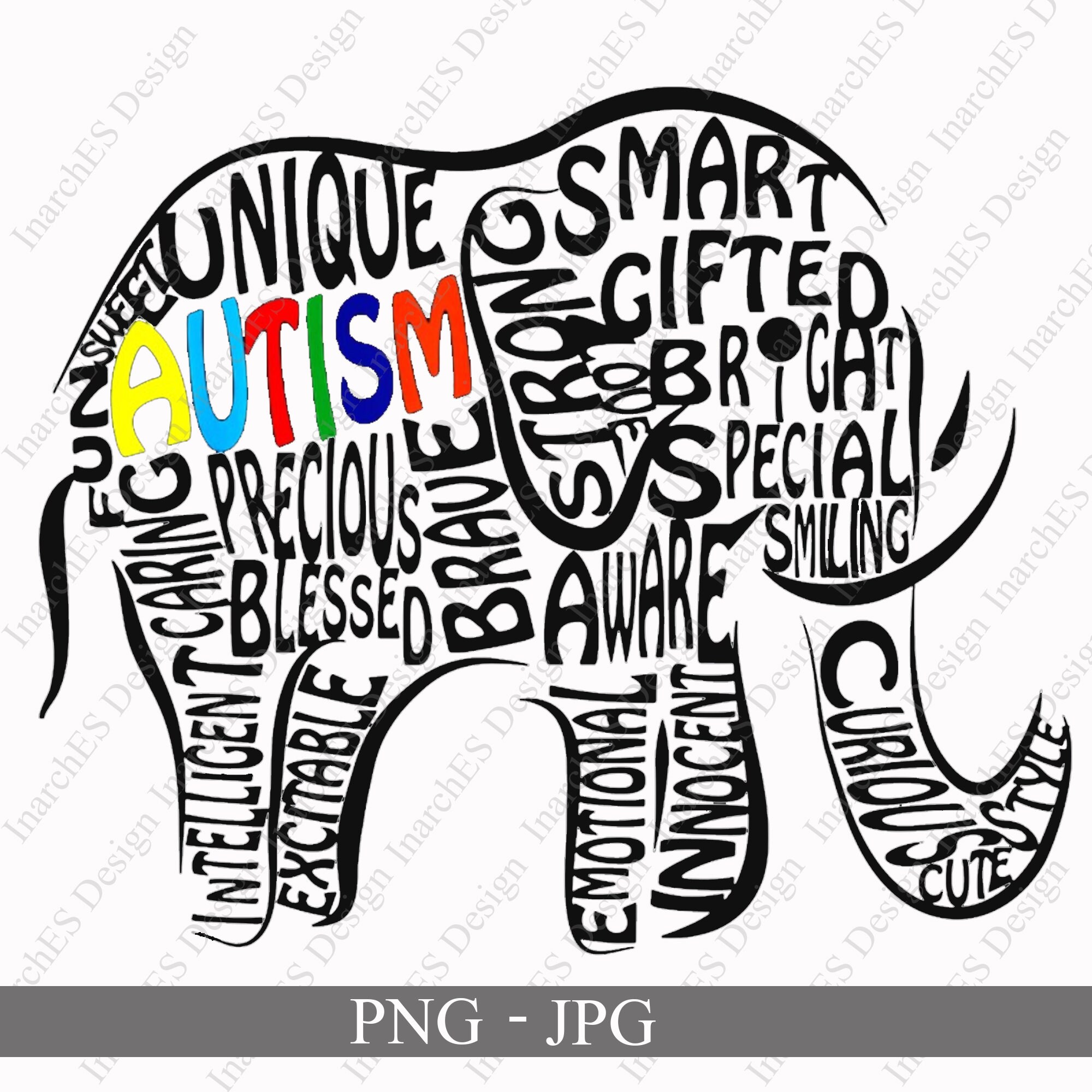 Elephant Awareness Autism Autism Awareness Svg Autism Png - Etsy
