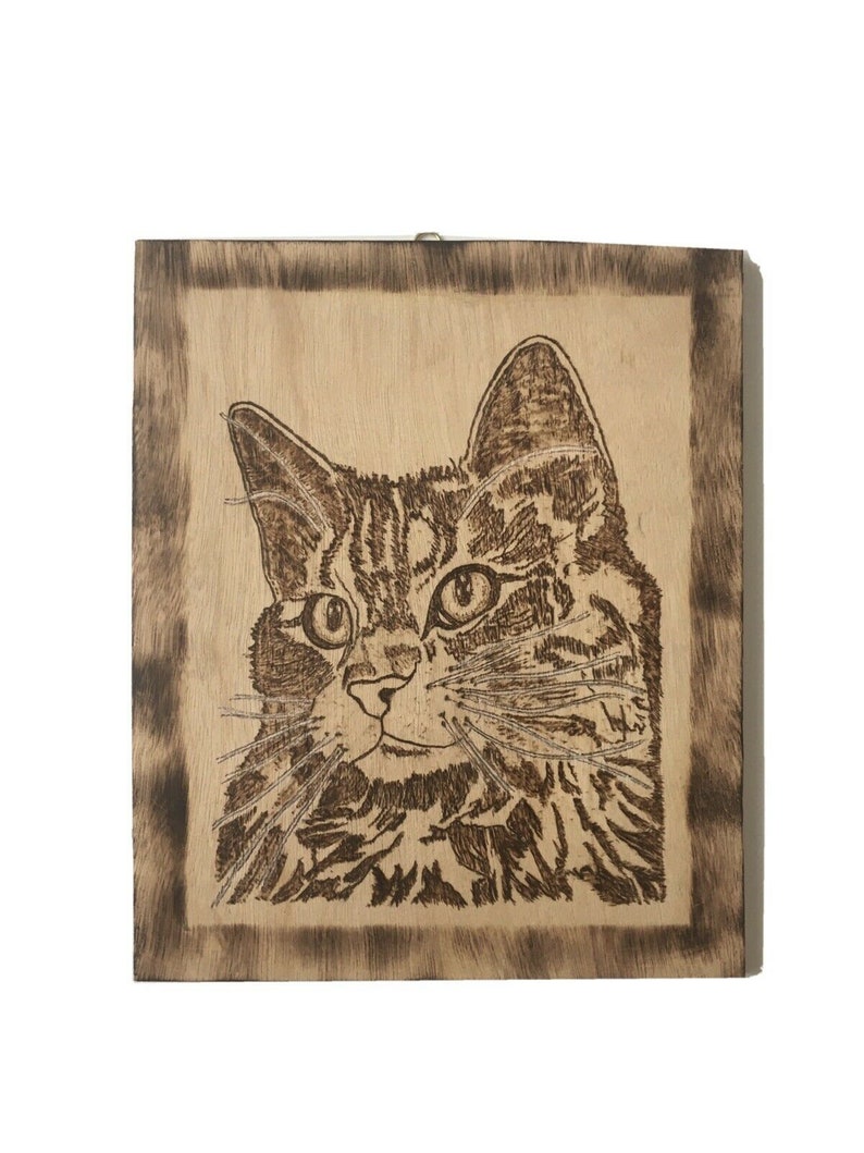 Cat Pyrography Art Wood Burning Handmade | Etsy