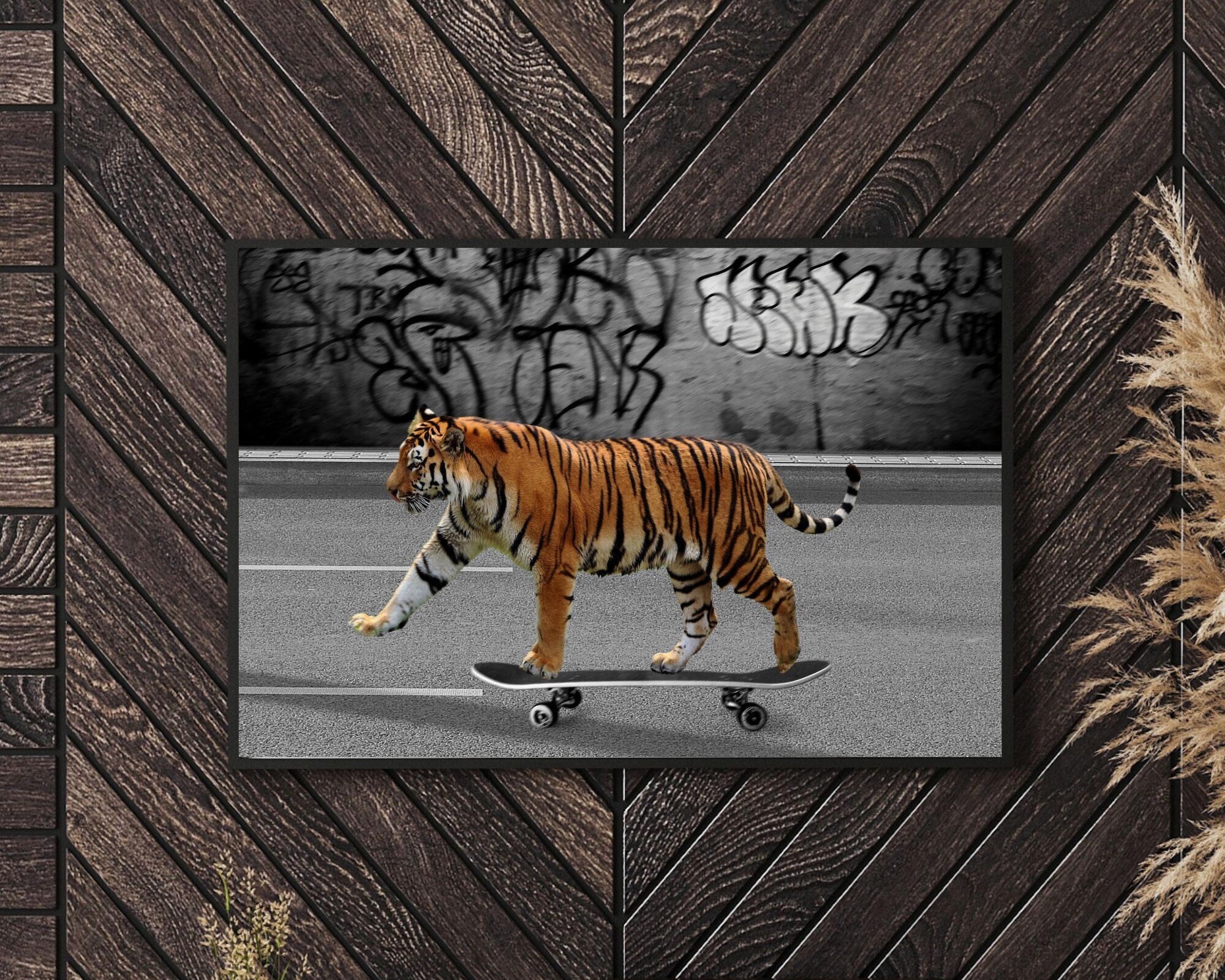 Tiger on Skateboard Instant Download, Tiger Prints, Tiger Skating ...