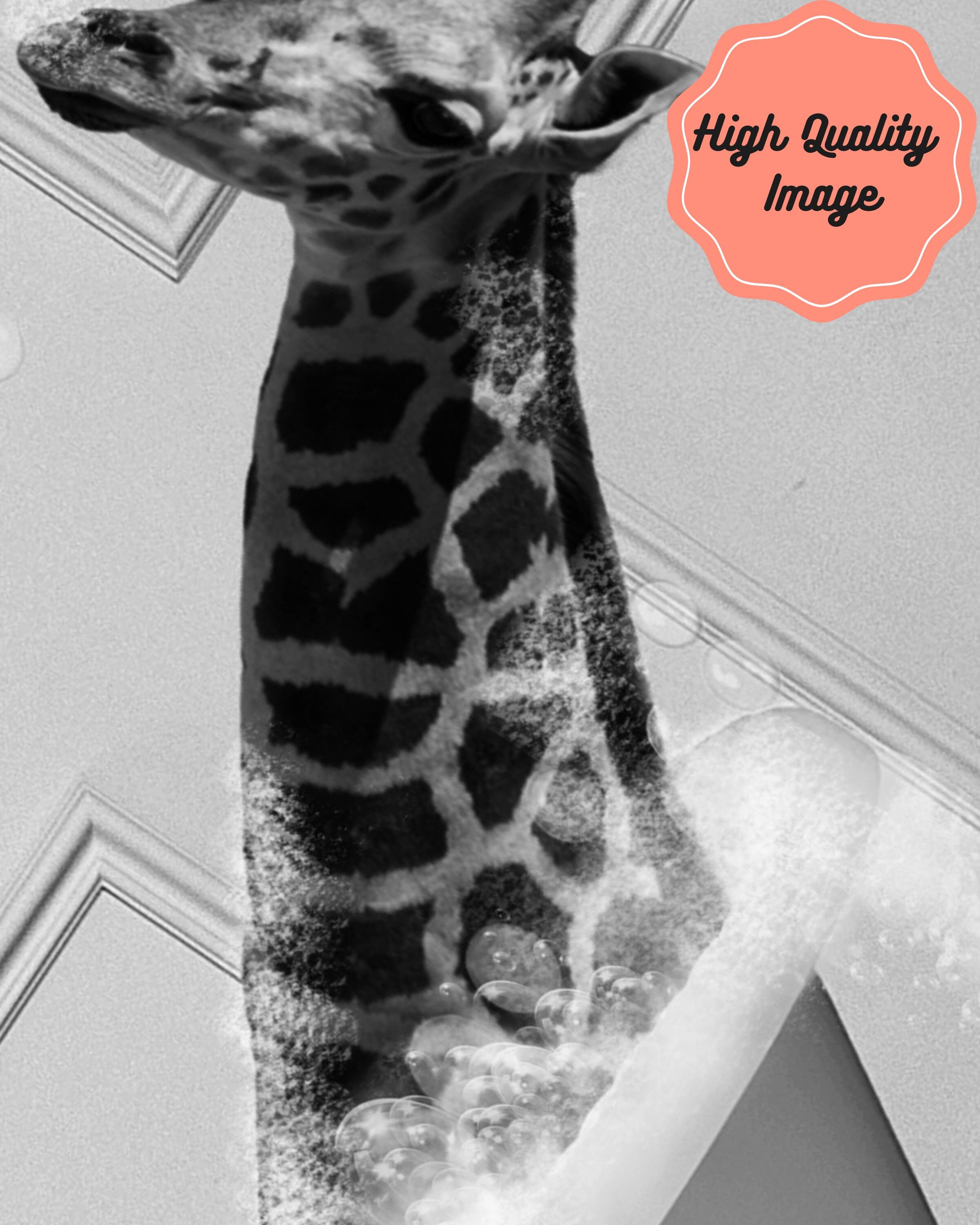 Giraffe in Bathtub Funny Bathroom Printable Giraffe Lover - Etsy