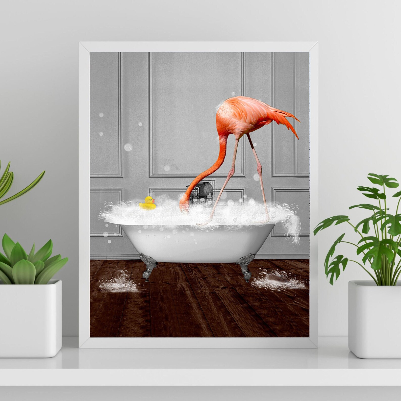 Flamingo in Bathtub Bathroom Humour Flamingo Gift Animal - Etsy
