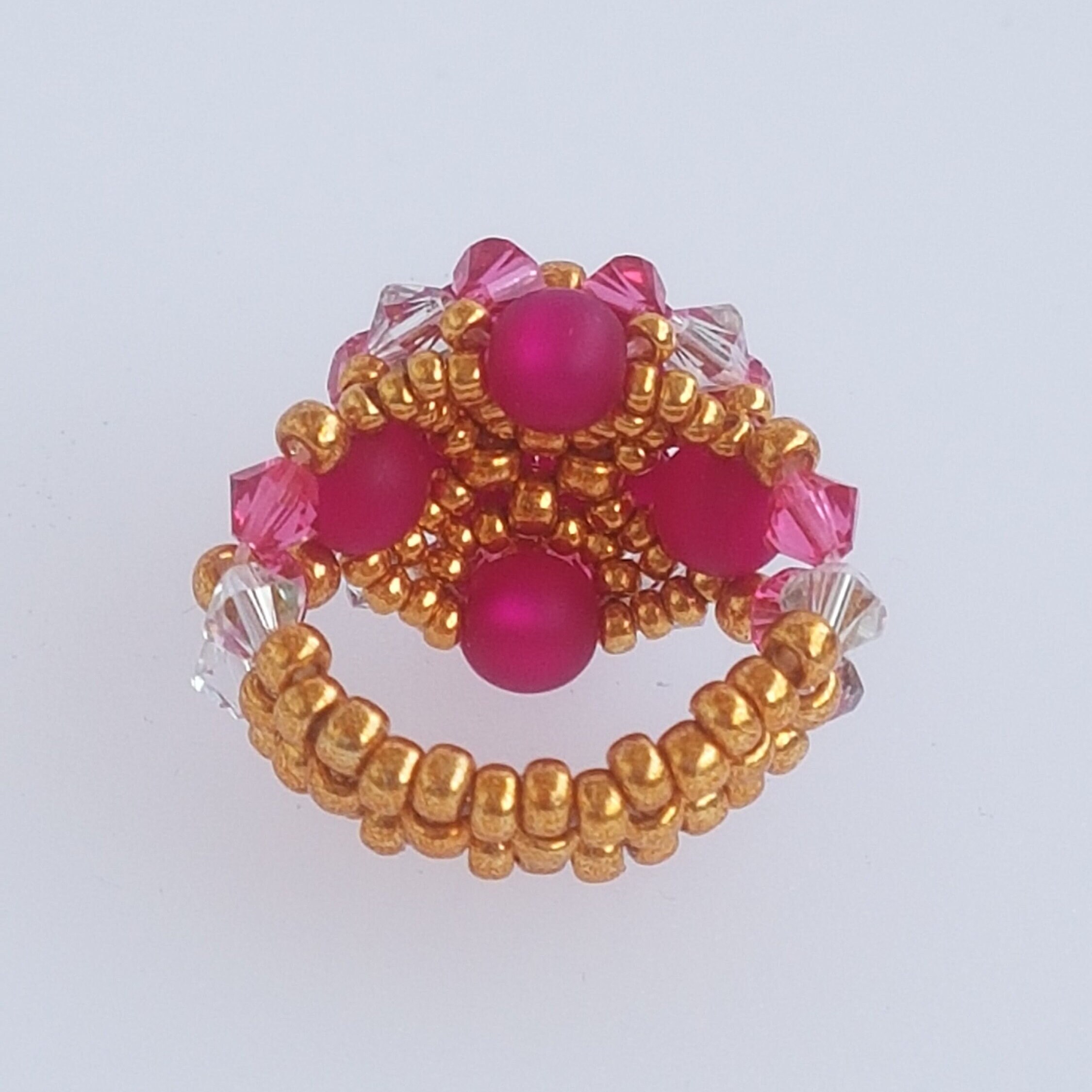 Women's Ring POLARIS Pearls Spinning Tops in Pure Pink CRYSTAL and ...