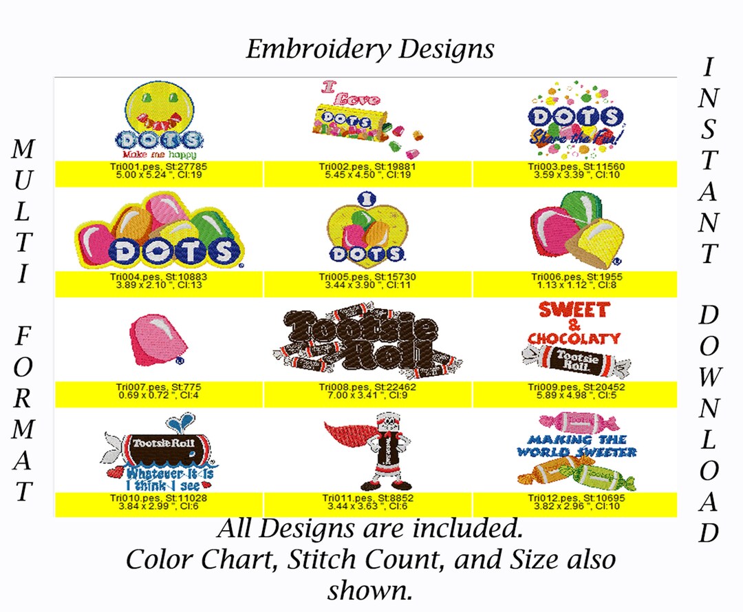 Machine Embroidery Designs Candy Collection Digital Download Instant ...