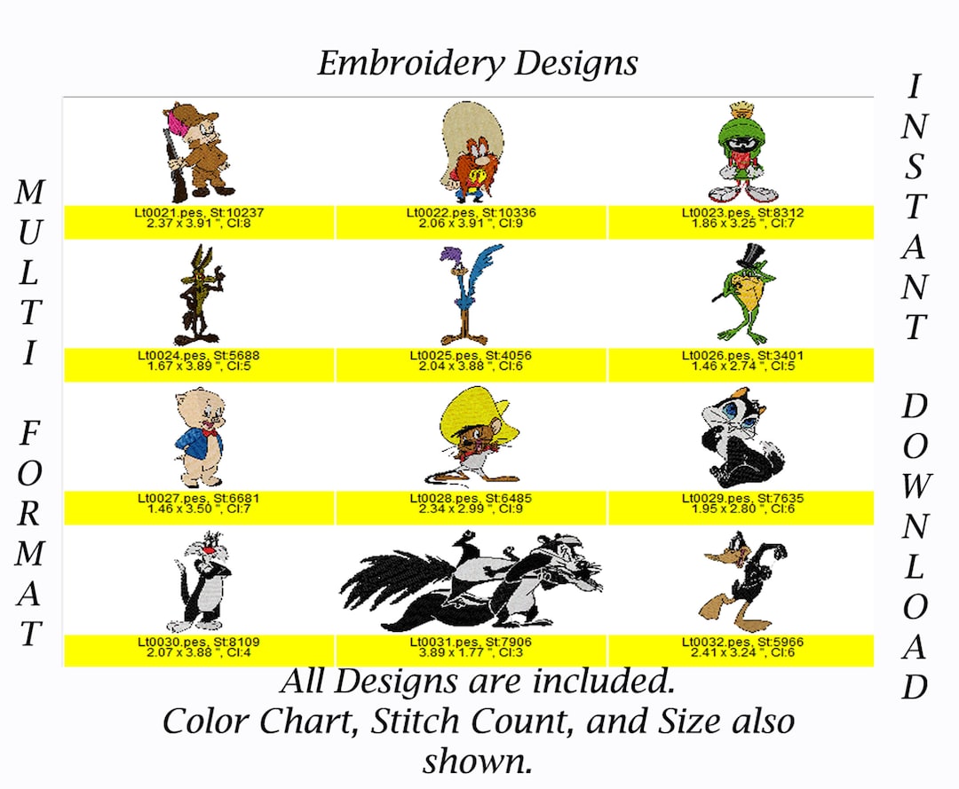 Machine Embroidery Designs Cartoon Collection Digital Download Instant ...