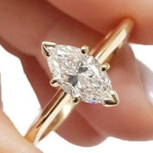 Marquise Solitaire Engagement Ring 1.00 CT Marquise Cut - Etsy