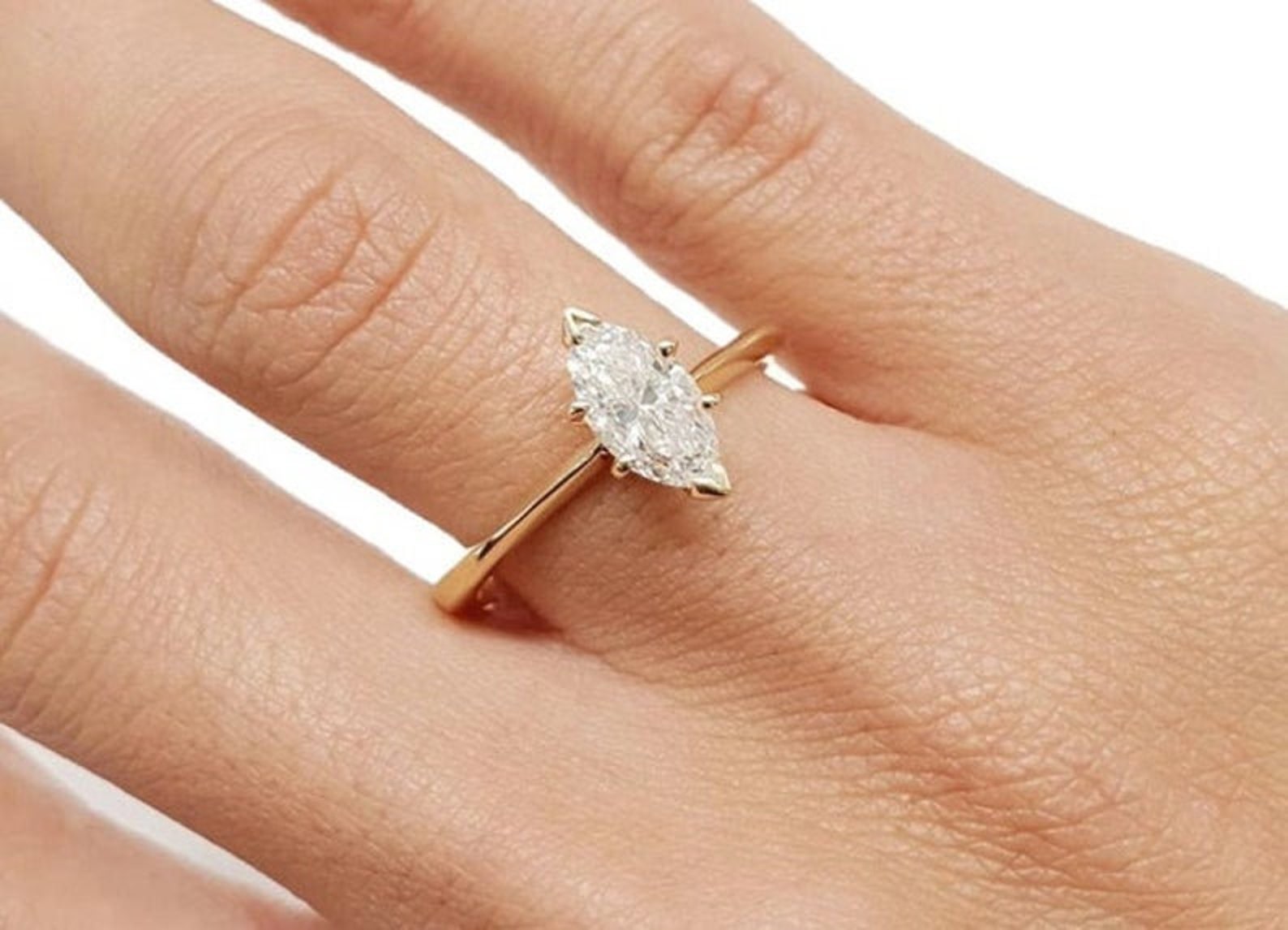 Marquise Solitaire Engagement Ring 1.00 CT Marquise Cut - Etsy