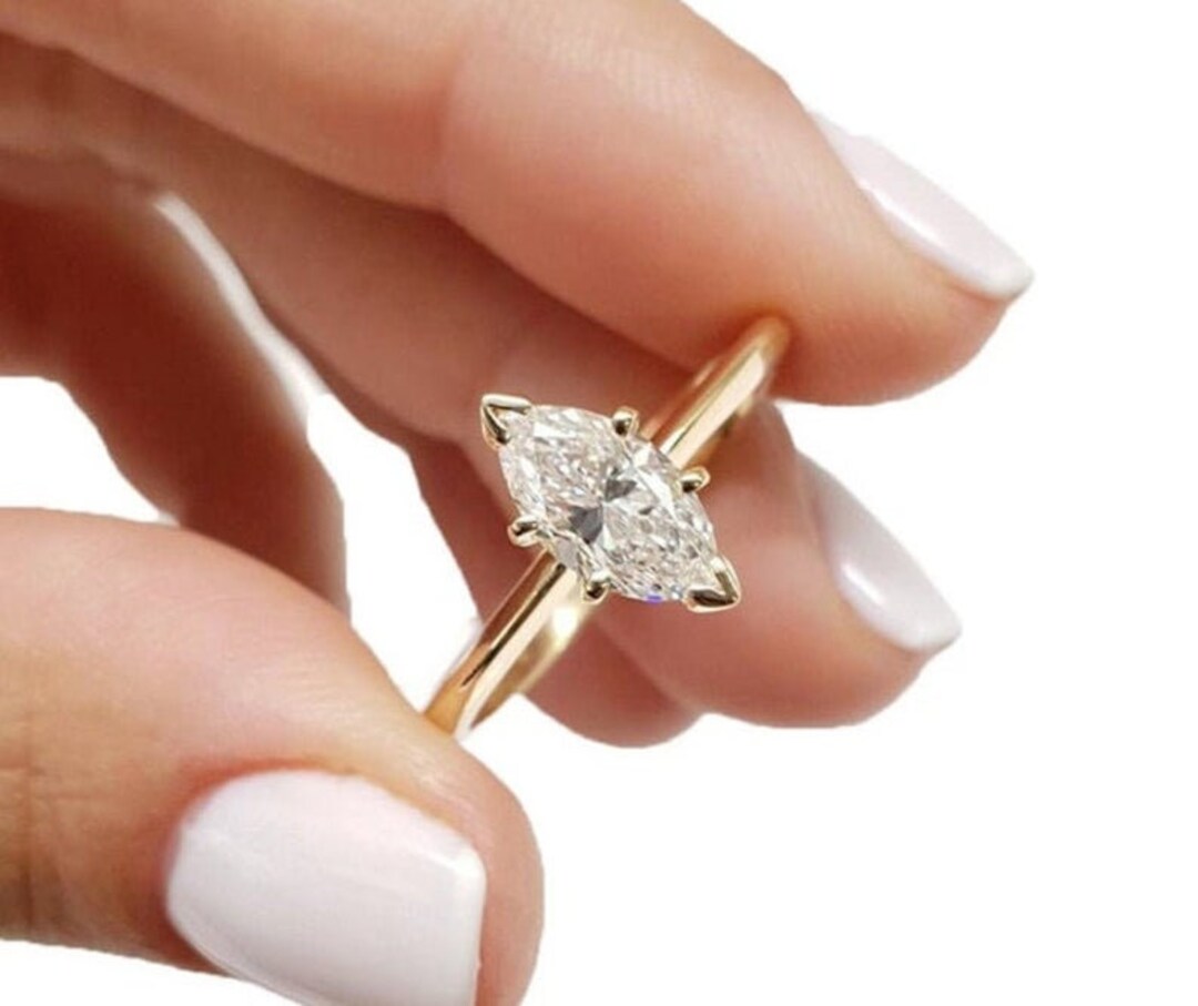 Marquise Solitaire Engagement Ring 1.00 CT Marquise Cut - Etsy