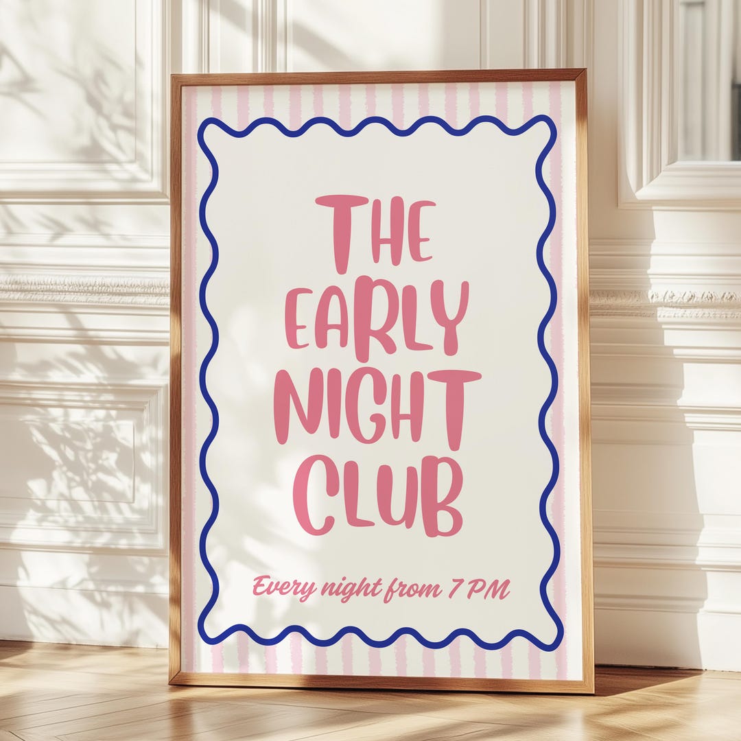 Early Night Club Art Print - Pink and Blue Bedroom Decor - Etsy