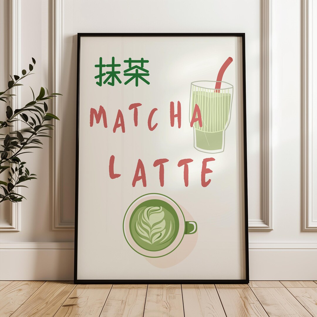 Matcha Latte Art Print - Matcha Wall Art, Matcha Art Print, Matcha ...