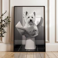 West Highland Terrier Wall Art, Bathroom Art Print, Highland Terrier ...