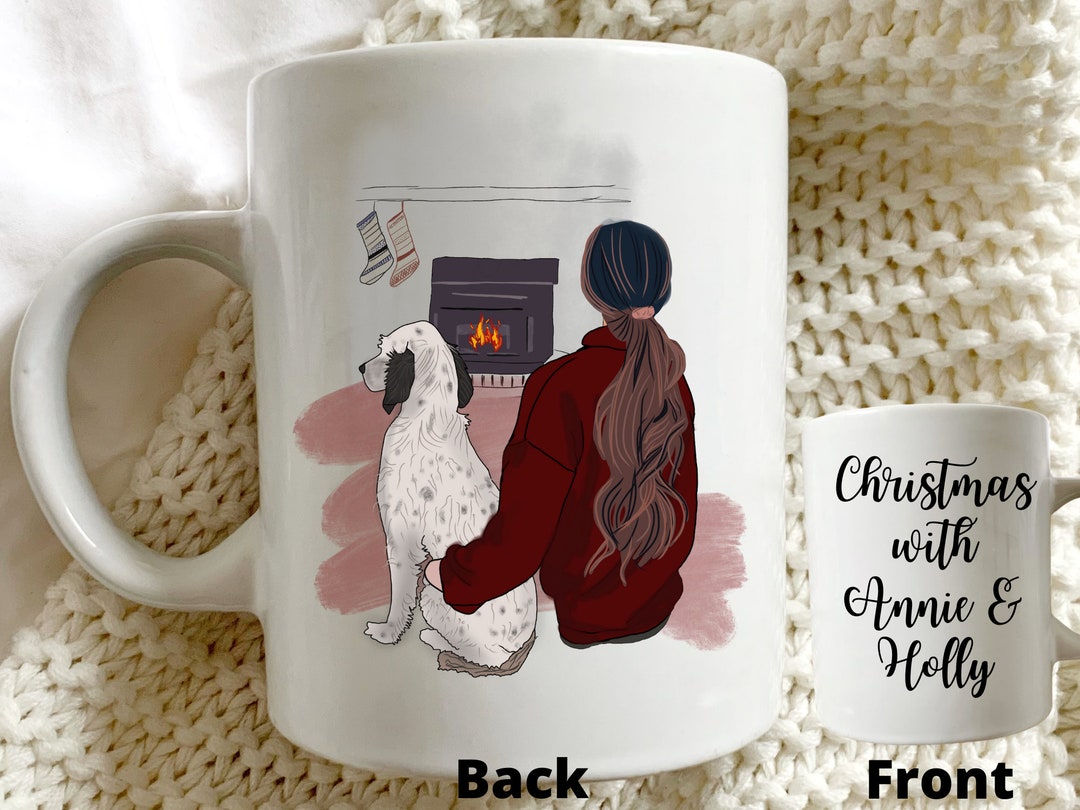 Personalised English Setter & Girl Mug Customised Gift, Christmas Gift ...