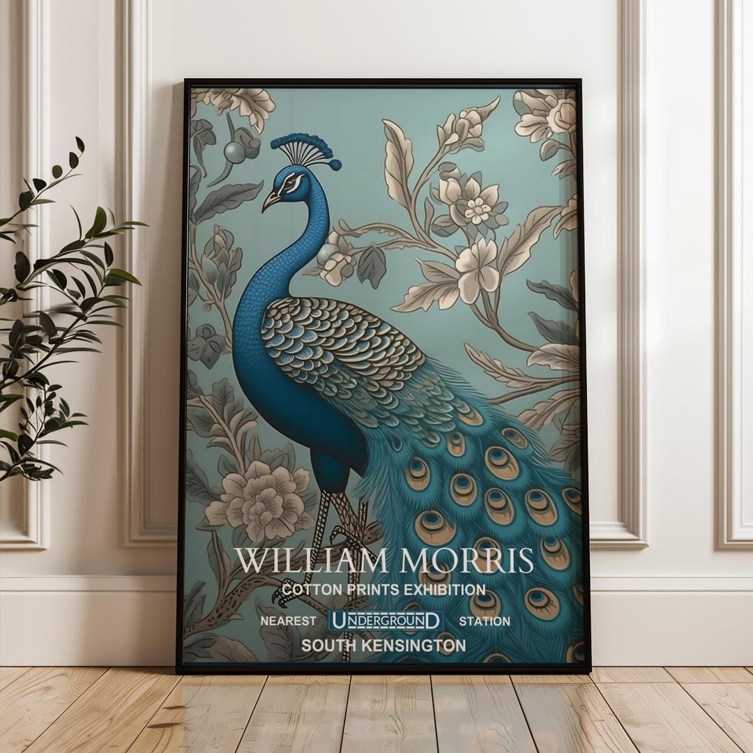 William Morris Peacock Art Print - Botanical Blue Green Wall Decor - Etsy