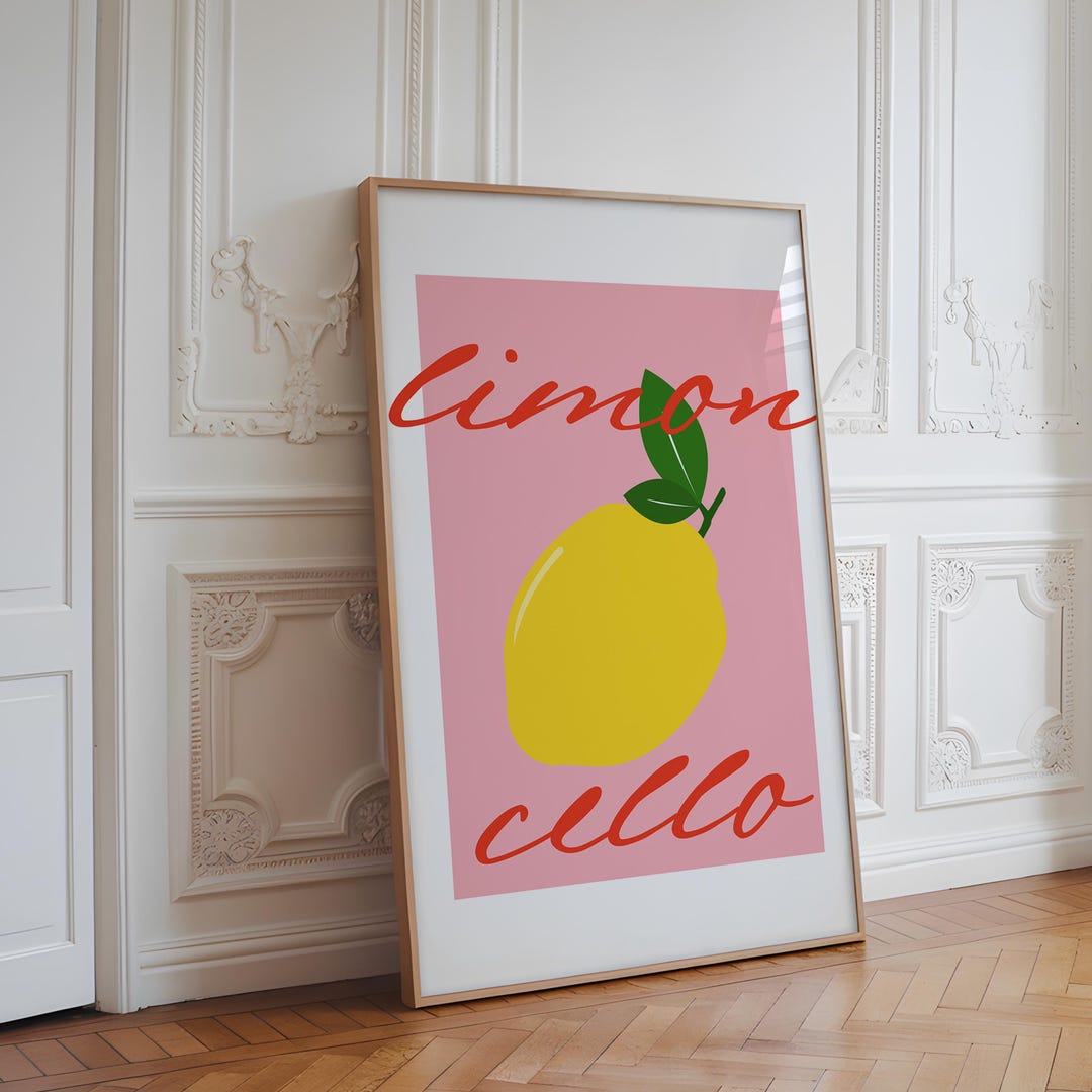Kitchen Wall Art: Limoncello Lemon Print - Pink and Yellow Colors - Etsy