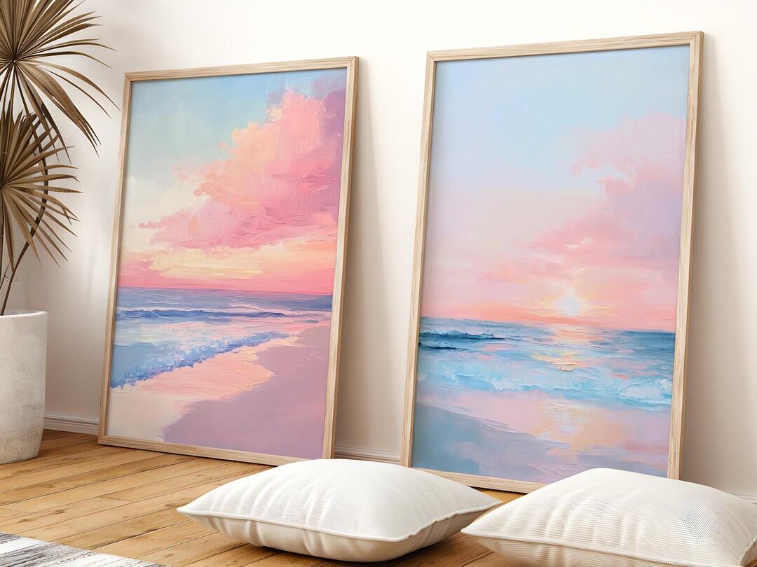 Set of 2 Pastel Sunset Art Prints - Set of 2 Art Prints, Set of 2 ...