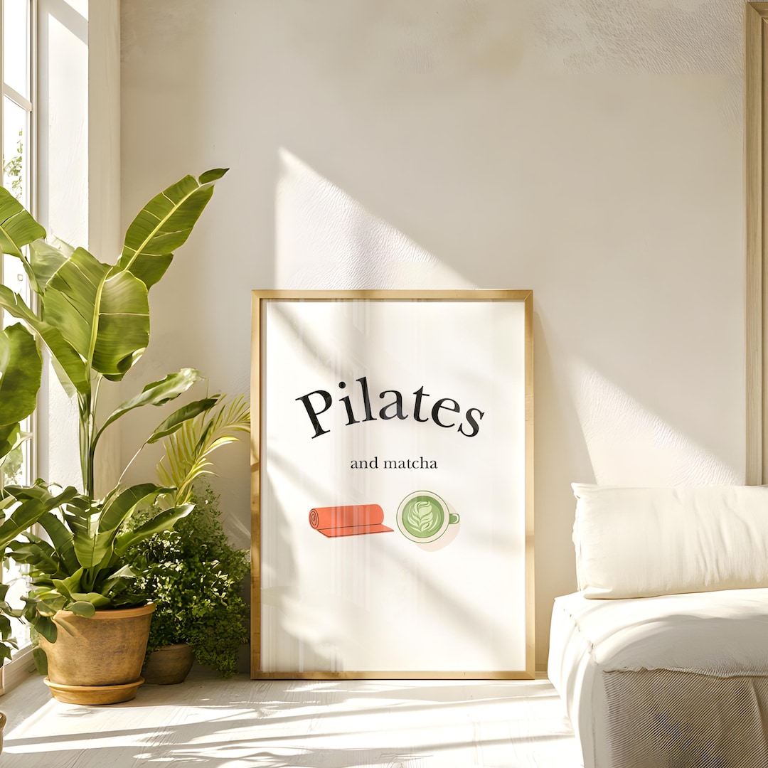 Pilates and Matcha Art Print - Pilates Art Print, Pilates Wall Art ...
