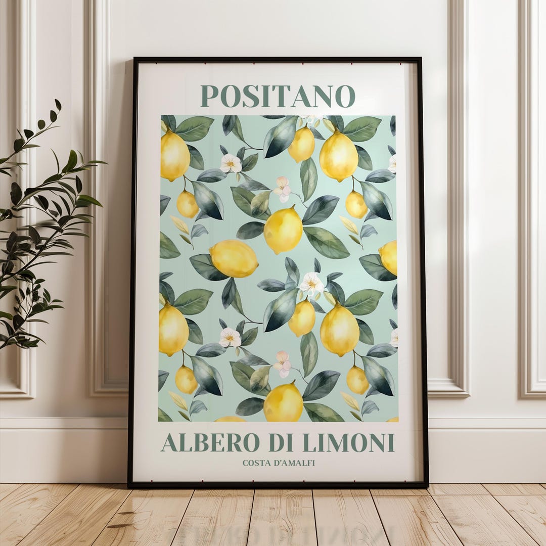 Positano Lemon Amalfi Wall Art Print, Modern Art, Kitchen Wall Print ...