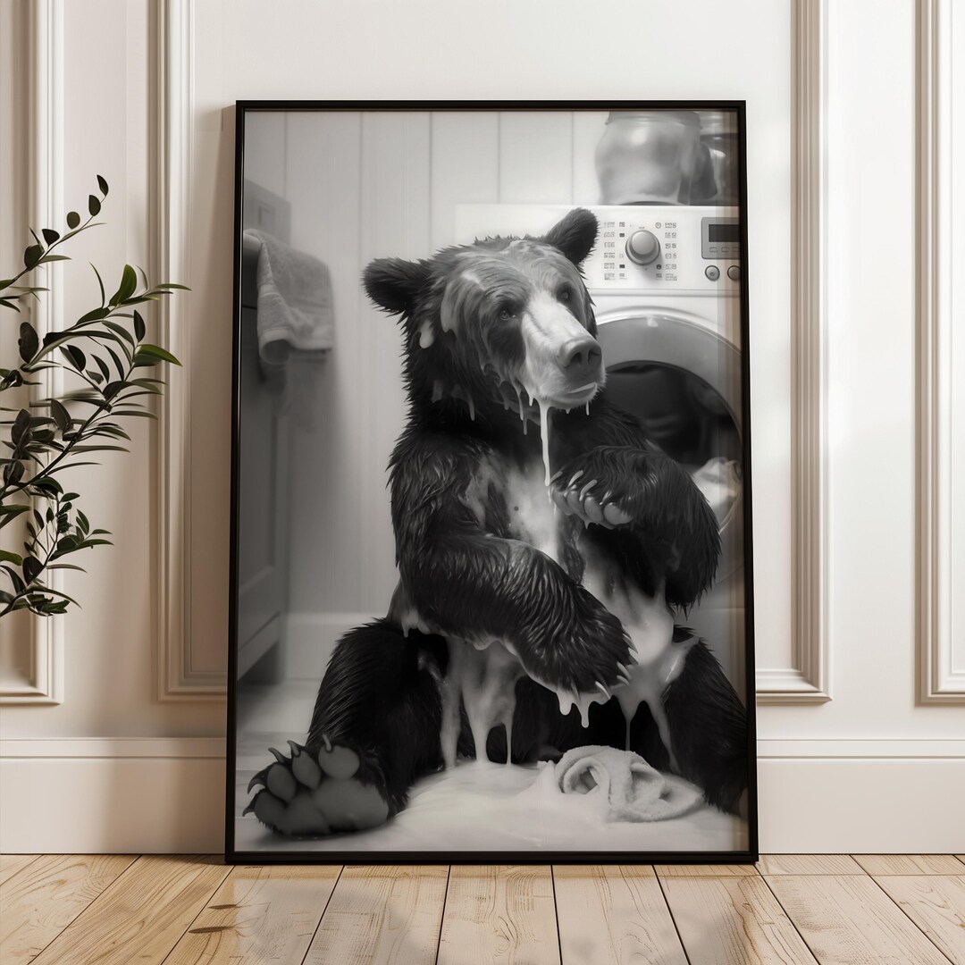 Bear in Laundry Room Art Print - Laundry Room Art Print, Kitchen Art ...