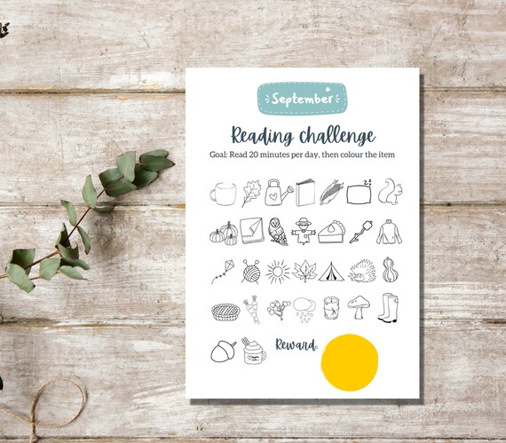 Printable September Reading Challenge Book Log Reading - Etsy